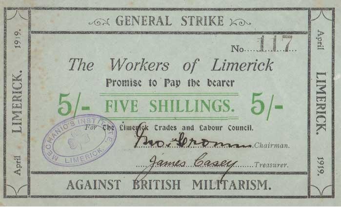Irish Banknote Guide: Limerick Soviet, Five Shillings (5/- Black ...