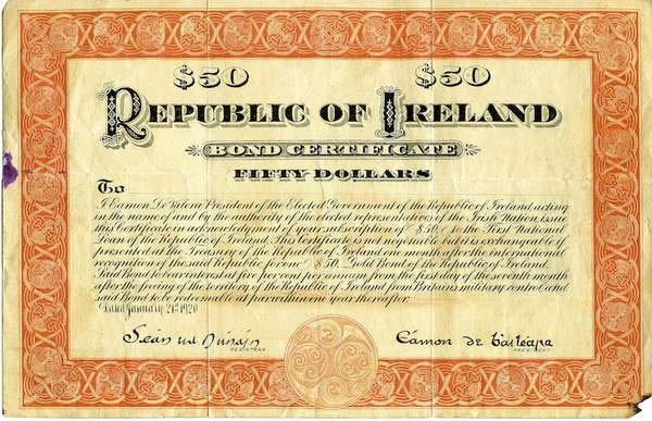 Dáil Éireann Bond Certificates: 1st Series, $50 (21 January 1920) | The ...