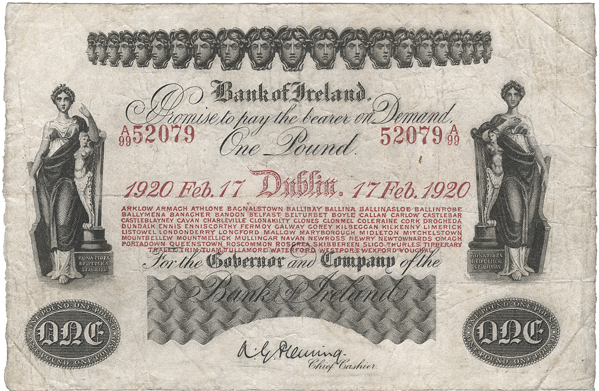 Early Irish Banknotes: 1920 Bank of Ireland (Fourteenth Issue, Type 2 ...