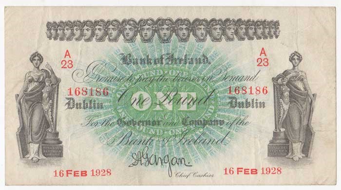 Early Irish Banknotes: 1928 Bank of Ireland (Seventeenth Issue, Type 2 ...