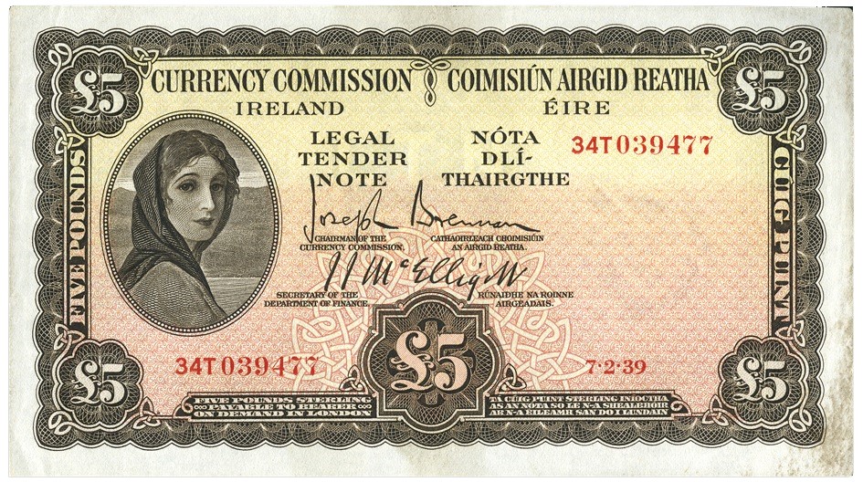 Modern Irish Banknotes: Currency Commission Ireland – Five Pounds (No ...