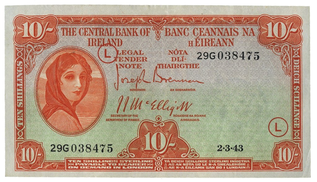 Modern Irish Banknotes: Central Bank of Ireland – Ten Shillings (Type ...