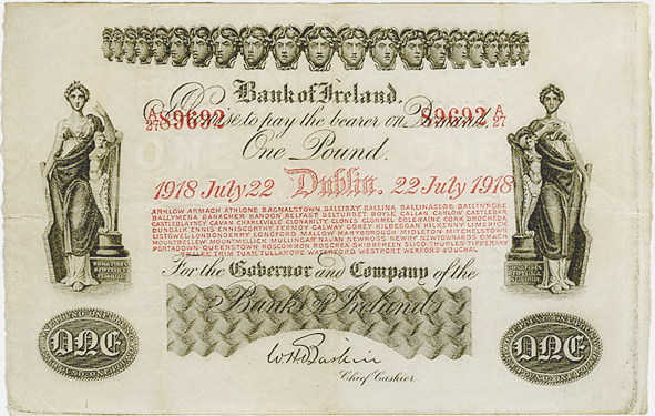 Early Irish Banknotes: 1918 Bank of Ireland (Fourteenth Issue, Type 1 ...