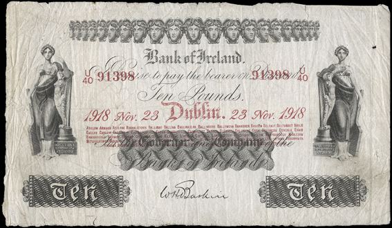 Early Irish Banknotes: 1918 Bank of Ireland (Thirteenth Issue), Type 2 ...