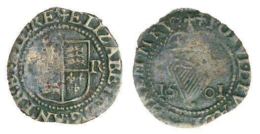 Irish Coin Daily: Elizabeth I, Third issue, Copper Halfpenny, 1601, mm ...